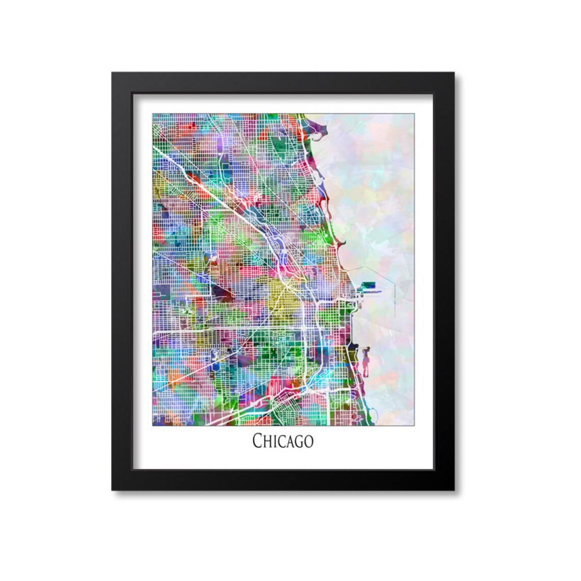 Chicago Map Print Poster Wall Art Illinois Gift Chicago City - Etsy