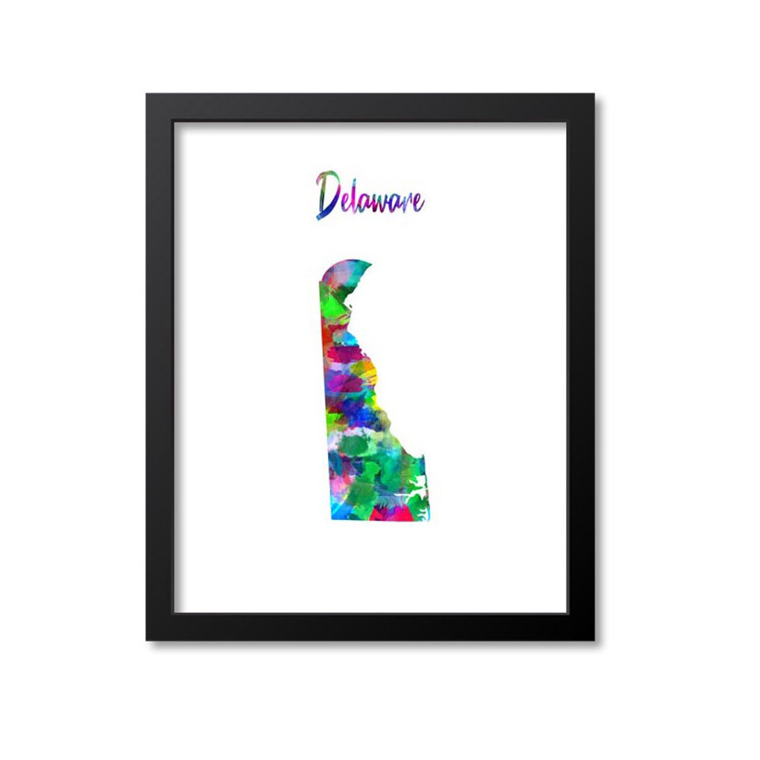 Delaware Map Art Print Delaware Wall Art Print Gift Delaware Decor ...
