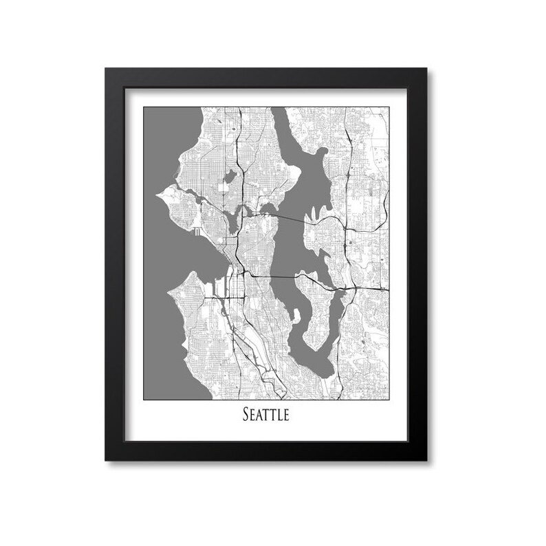Seattle Map Print Poster Wall Art Washington Gift Seattle - Etsy