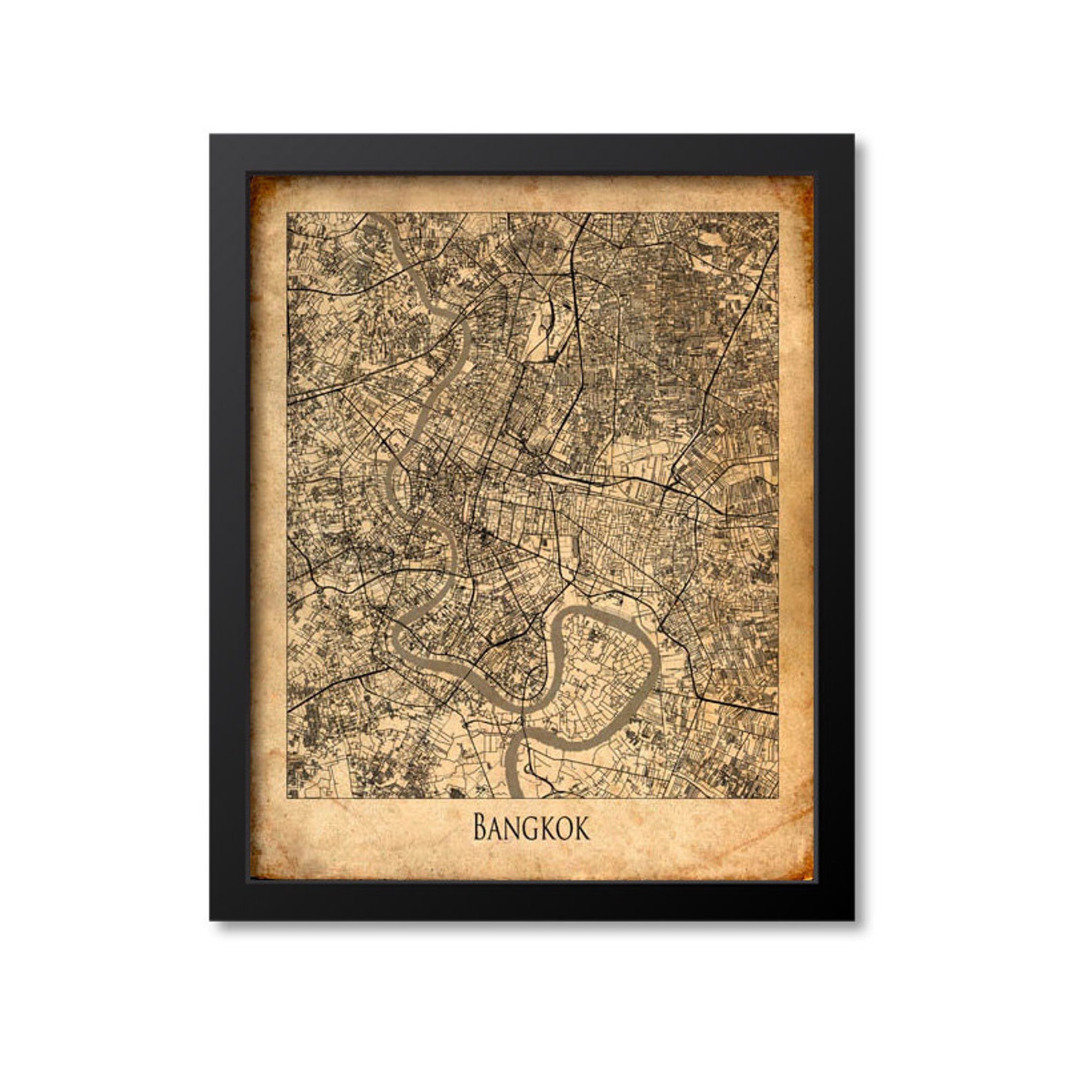 Bangkok Map Print Poster Wall Art, Thailand Gift, Bangkok City Map ...