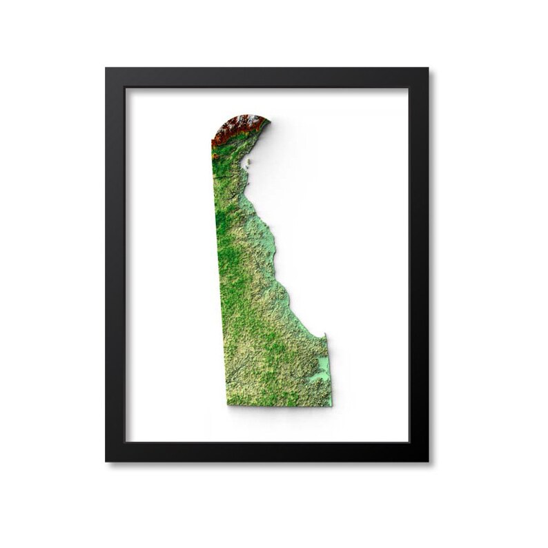 Delaware Map Minimalism Elevation Map Art Delaware Gift Map - Etsy