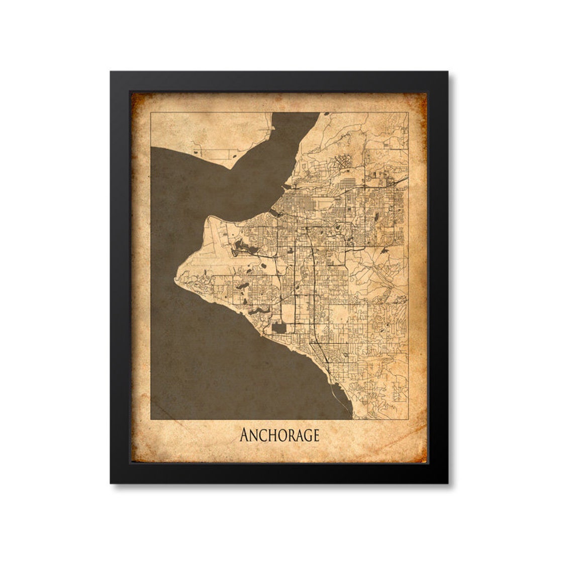 Anchorage Map Print Poster Wall Art, Alaska Gift, Anchorage City Map ...
