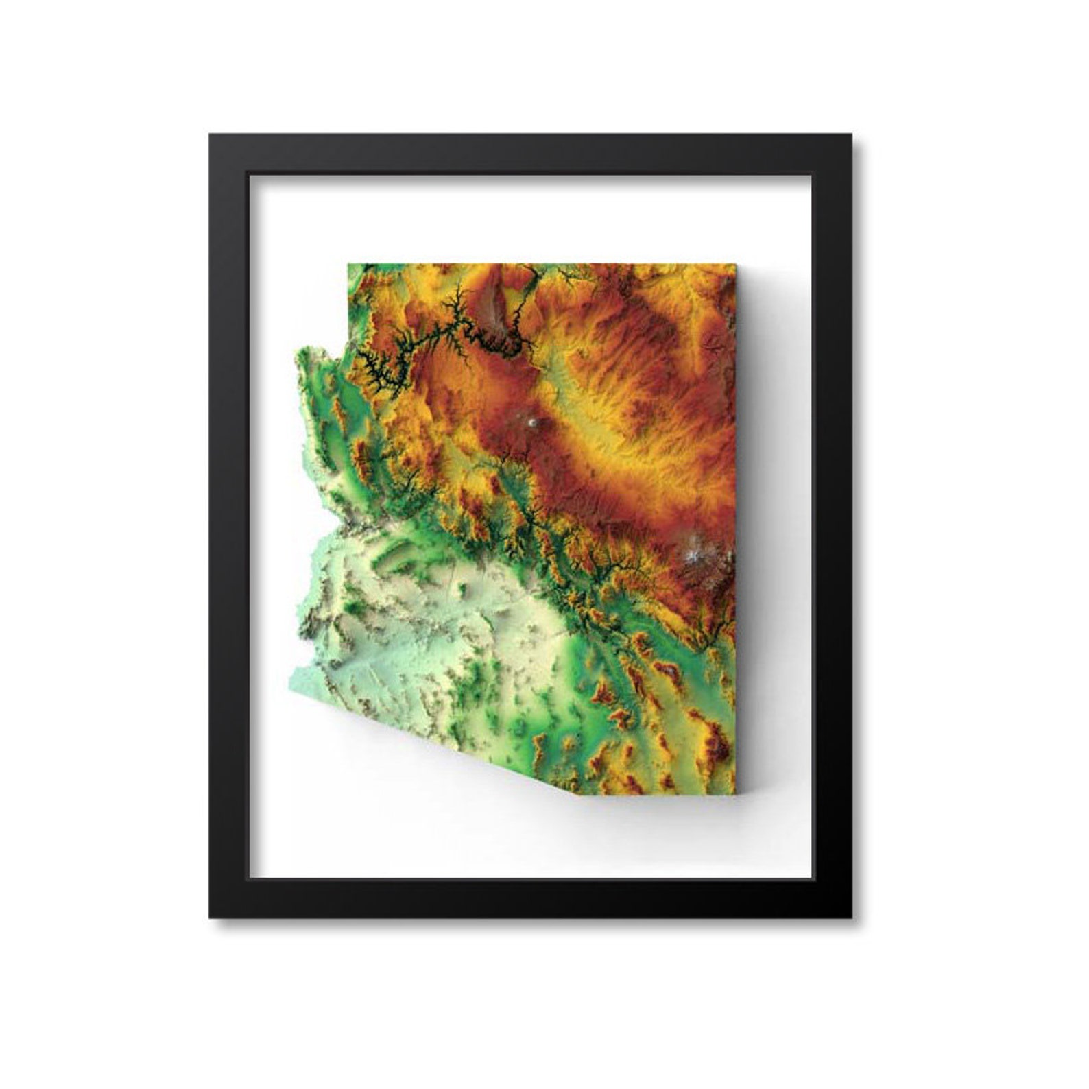 Arizona Map Minimalism Elevation Map Art Arizona Gift Map - Etsy