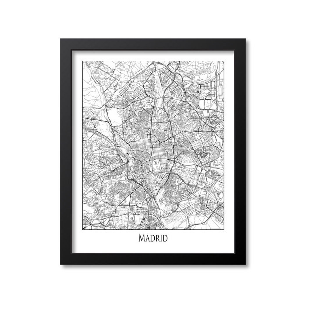 Madrid Map Print Poster Wall Art, Spain Gift, Madrid City Map Decor ...