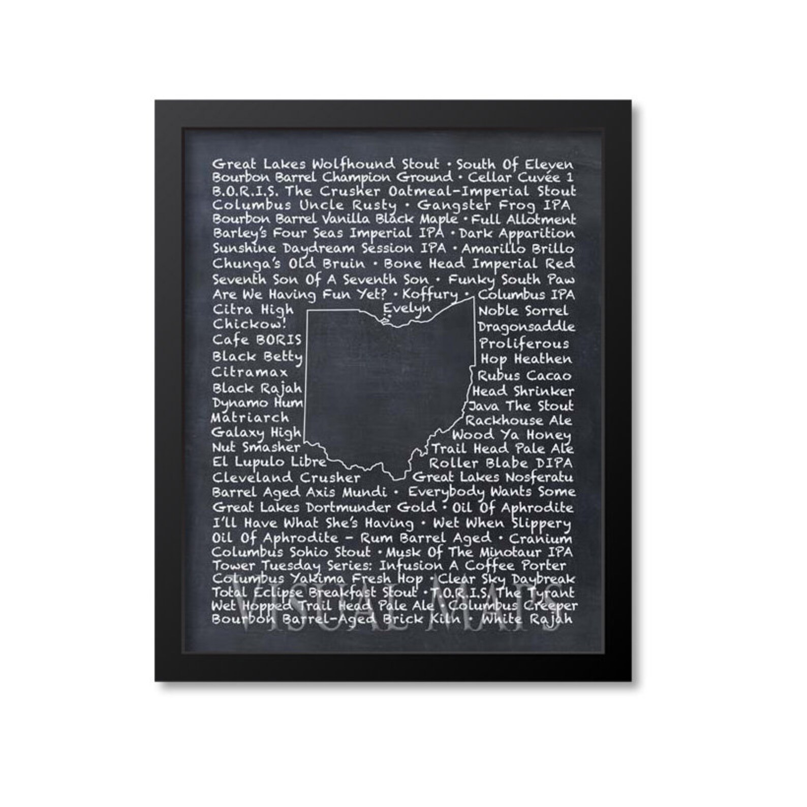 Ohio Beer Map Art Print, OH Beer Art Print, Craft Beer Sign, Beer Gift ...