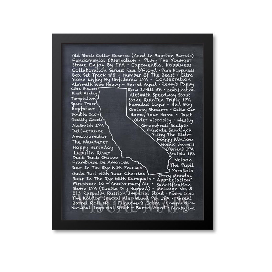 California Beer Map Art Print CA Beer Art Print Craft Beer | Etsy