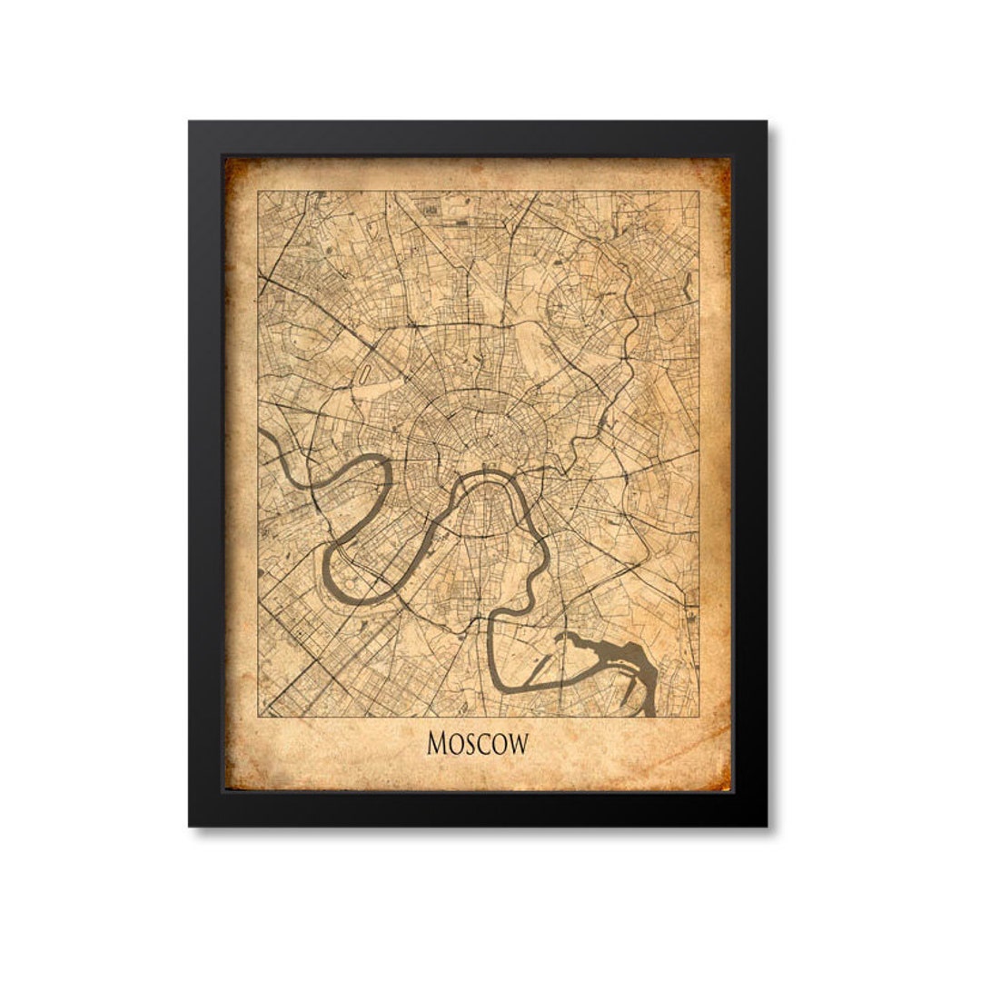 Moscow Map Print Poster Wall Art Russia Gift Moscow City Map - Etsy