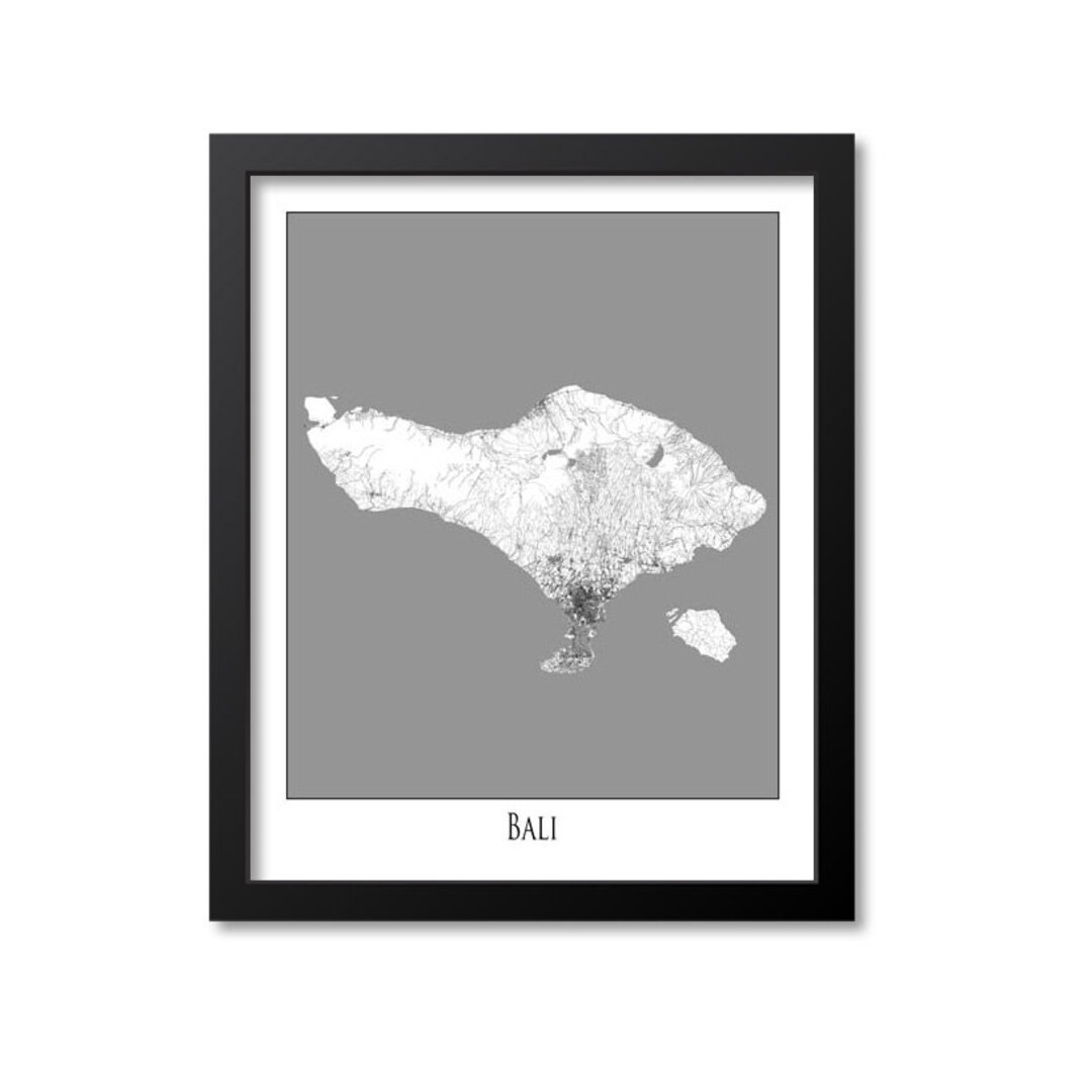 Bali Map Print Poster Wall Art, Indonesia Gift, Bali City Map Decor ...