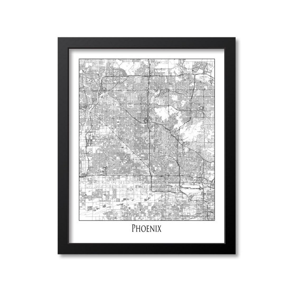 Phoenix Map Print Poster Wall Art Arizona Gift Phoenix City | Etsy