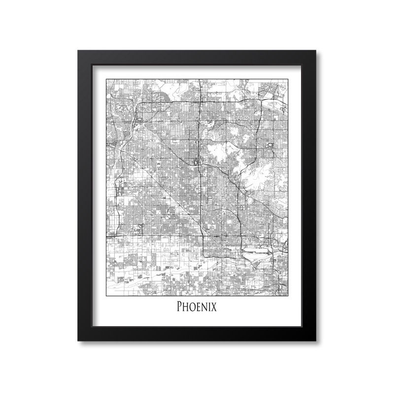 Phoenix Map Print Poster Wall Art Arizona Gift Phoenix City - Etsy