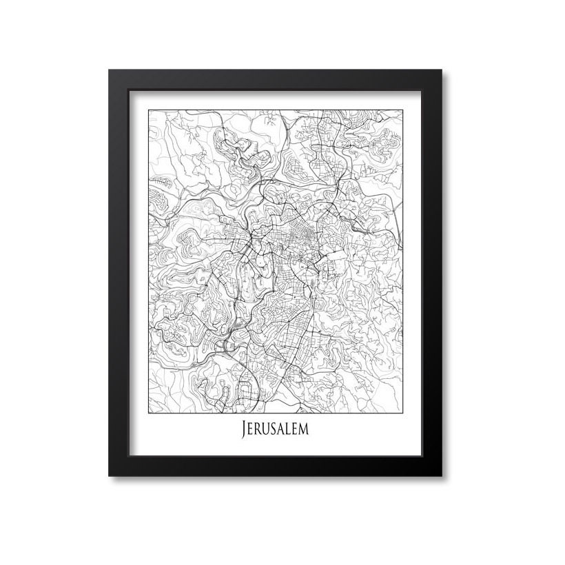 Jerusalem Map Print Poster Wall Art Israel Gift Jerusalem - Etsy