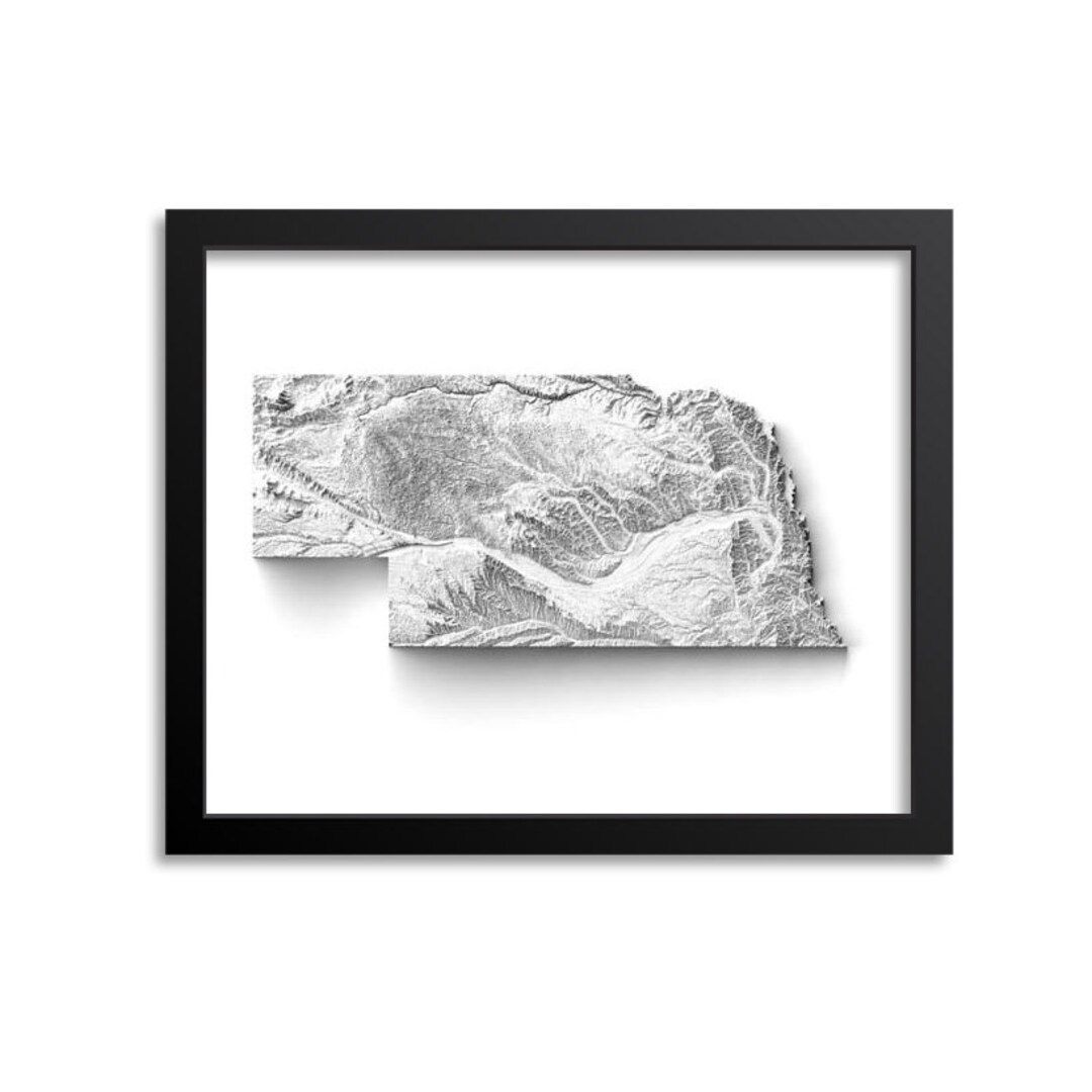 Nebraska Map, Minimalism Elevation Map Art, Nebraska Gift, Map Topo ...