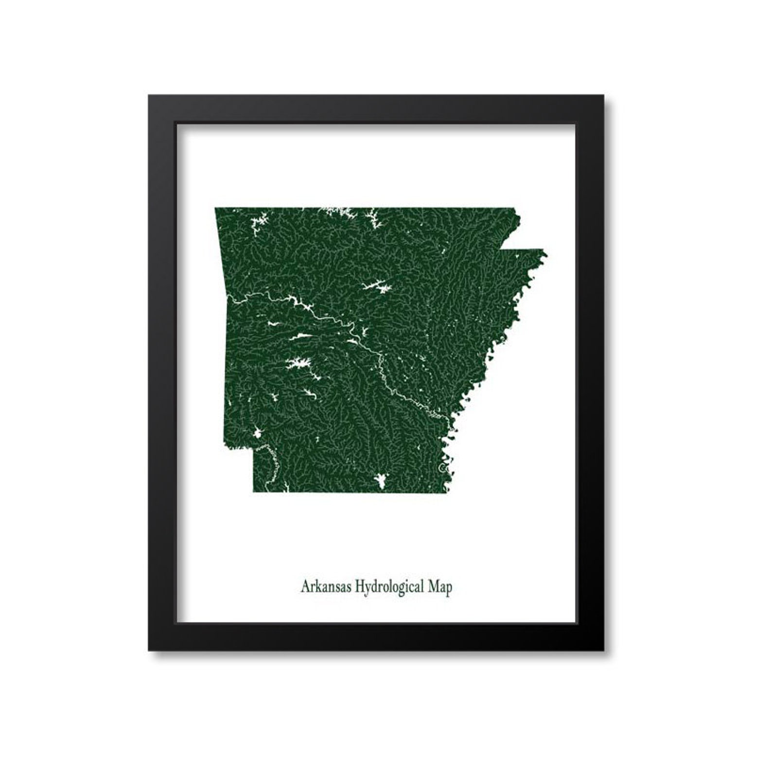 Arkansas Hydrological Map of Rivers Lakes Streams Art Print | Etsy
