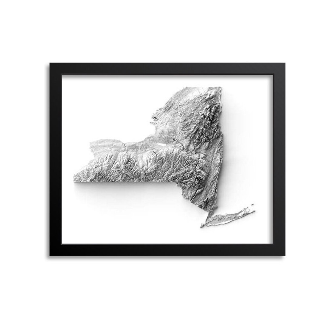 New York Map, Minimalism Elevation Map Art, New York Gift, Map Topo ...