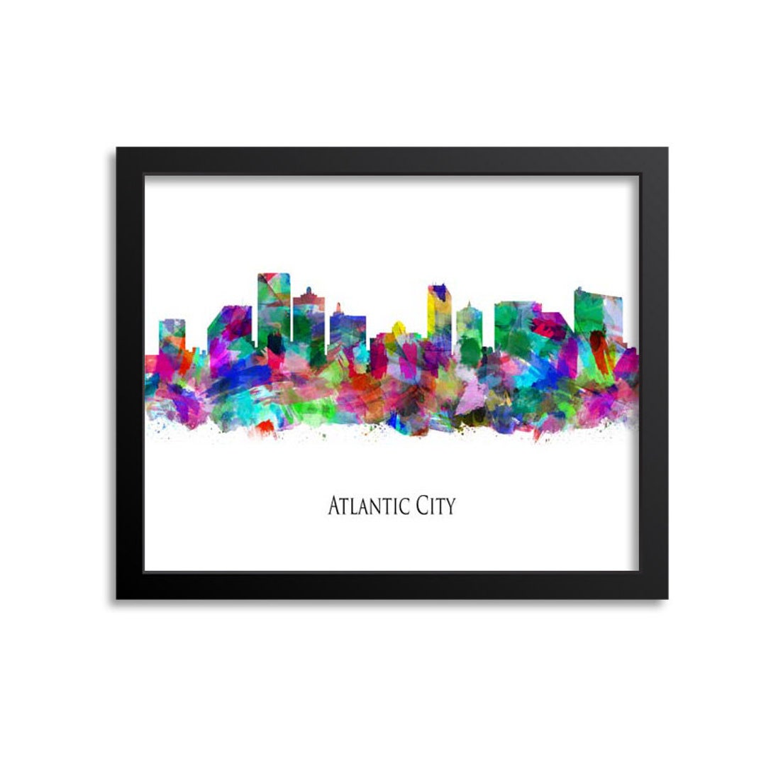 Atlantic City Skyline Cityscape Painting Art Print Poster - Etsy