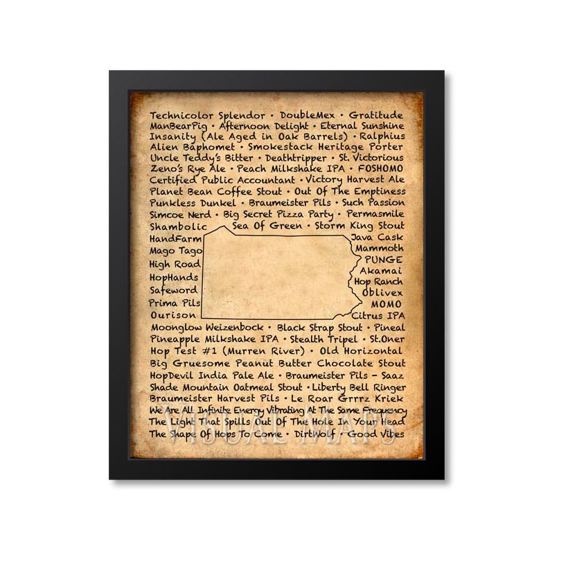 Pennsylvania Beer Map Art Print PA Beer Art Print Craft Beer - Etsy
