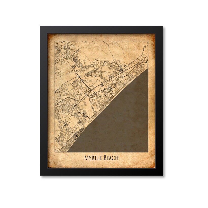 Myrtle Beach Map Print Poster Wall Art, South Carolina Gift, Myrtle ...