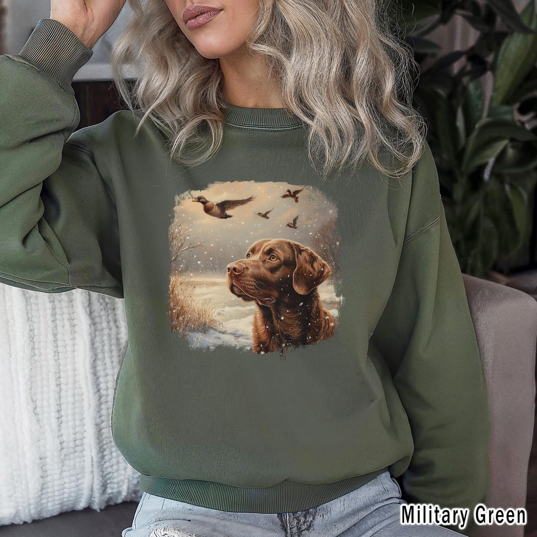 Retro Chocolate Lab Dog and Ducks Winter Scene Sweatshirt, Nineties 90s ...