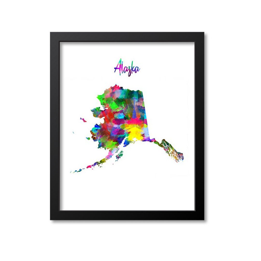 Alaska Map Art Print Alaska Wall Art Print Gift Alaska Decor - Etsy