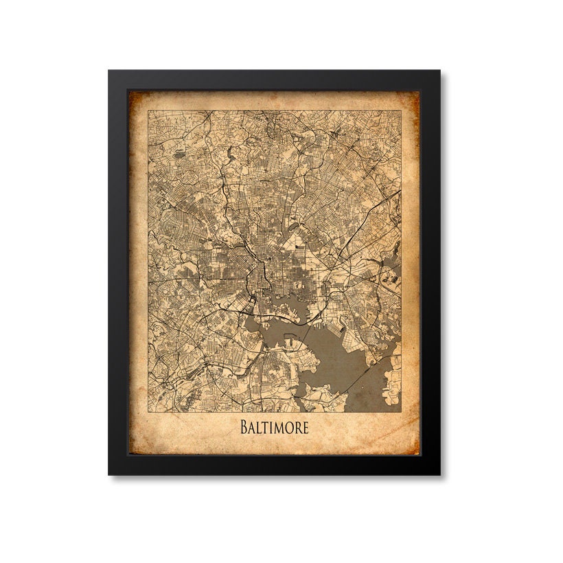 Baltimore Map Print Poster Wall Art, Maryland Gift, Baltimore City Map ...