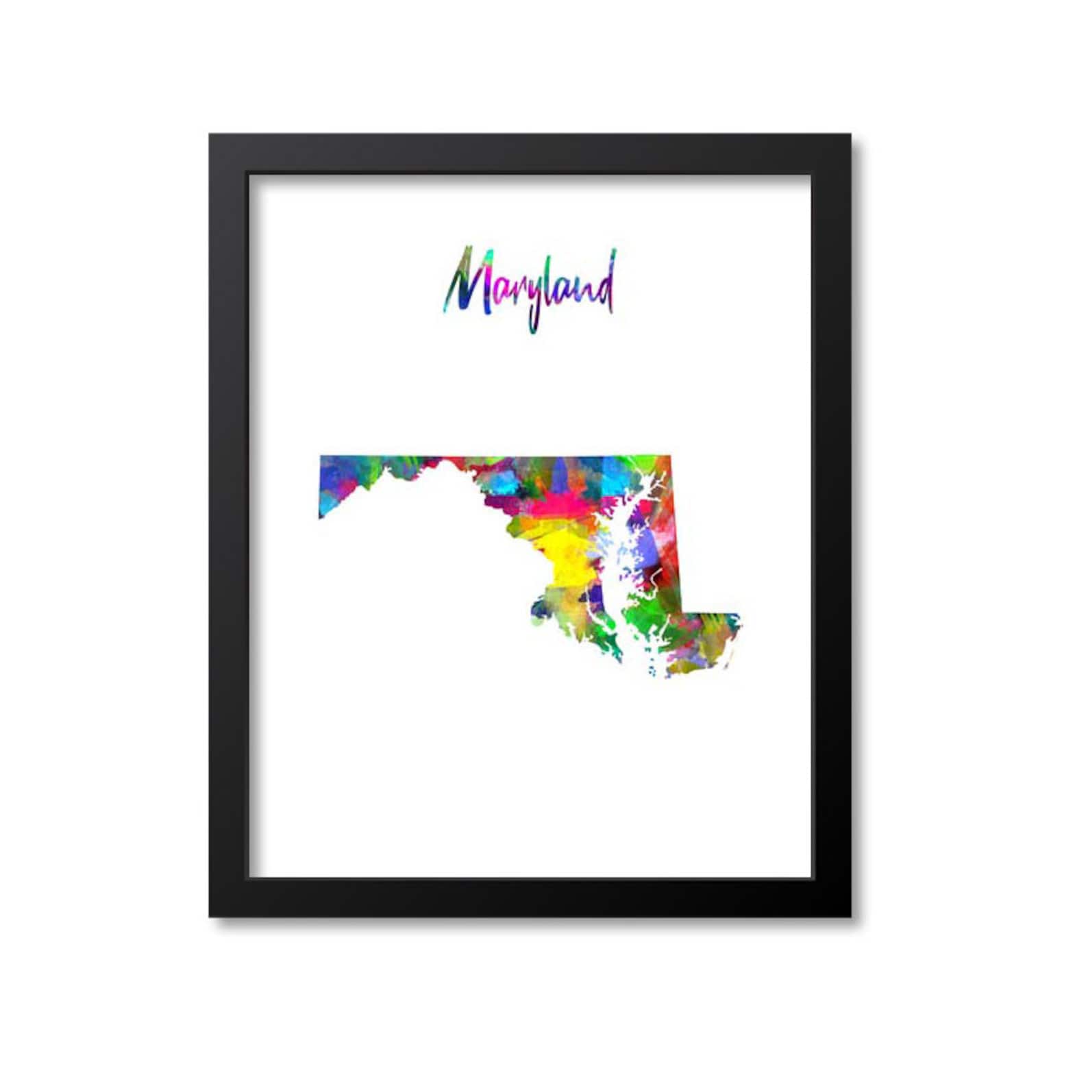 Maryland Map Art Print Maryland Wall Art Print Gift Maryland - Etsy