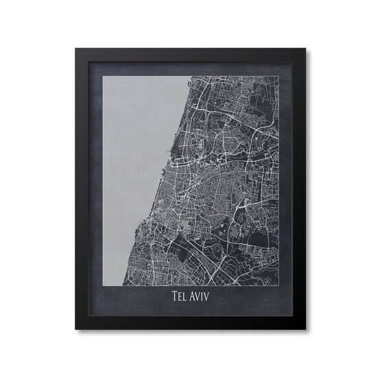 Tel Aviv Map Print Poster Wall Art Israel Gift Tel Aviv City | Etsy