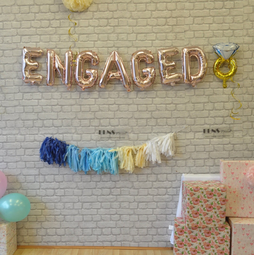 Engaged Balloons Letters Banner - Etsy