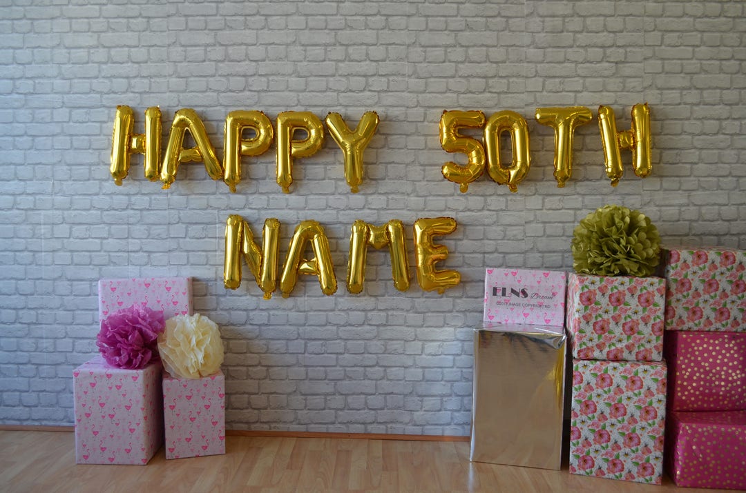 50 Th Birthday Happy Birthday Anniversary Balloon Letters Personalised ...