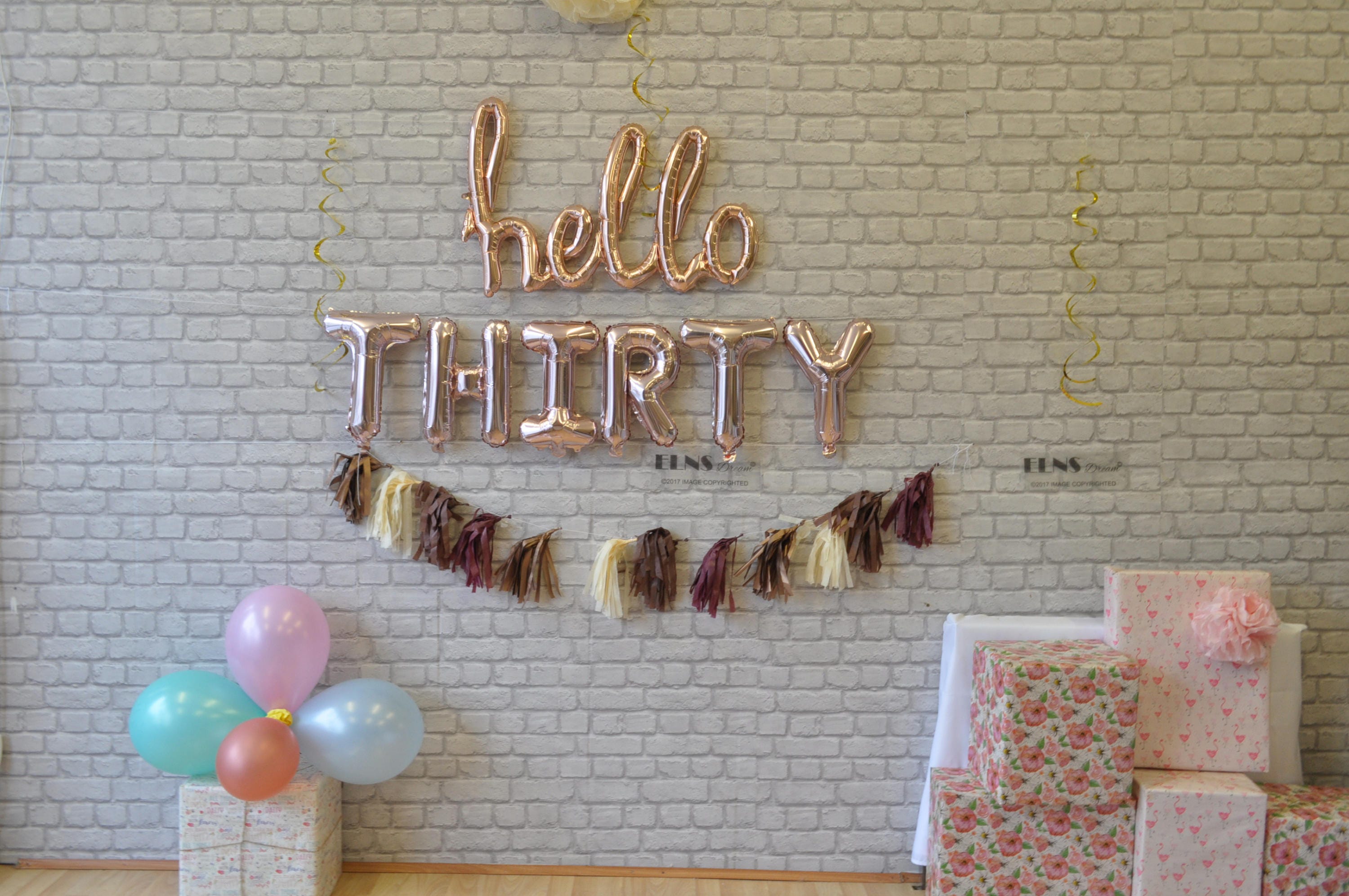 HELLO Thirty Fifty Sixty Fourty Script Rose Balloon silver or | Etsy