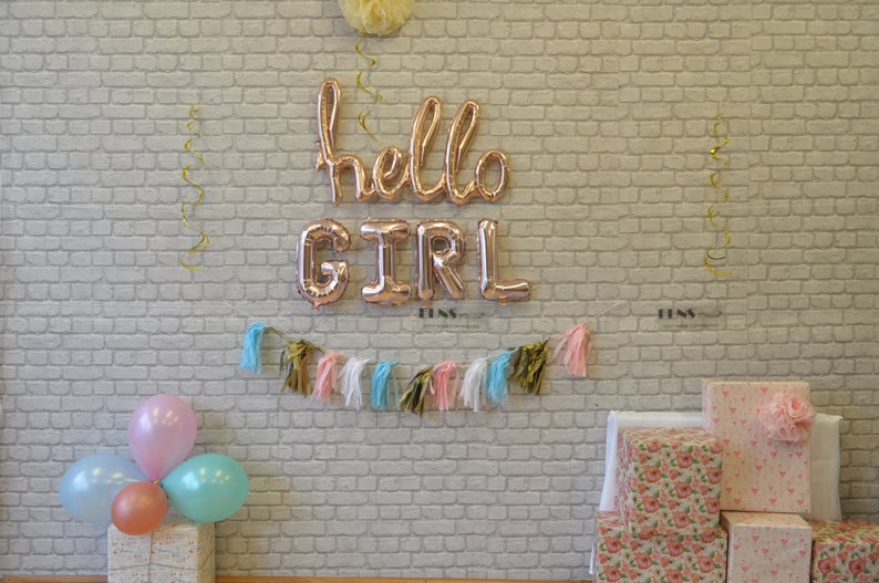 HELLO GIRL Its a Girl Banner 16 Rose Gold Script | Etsy