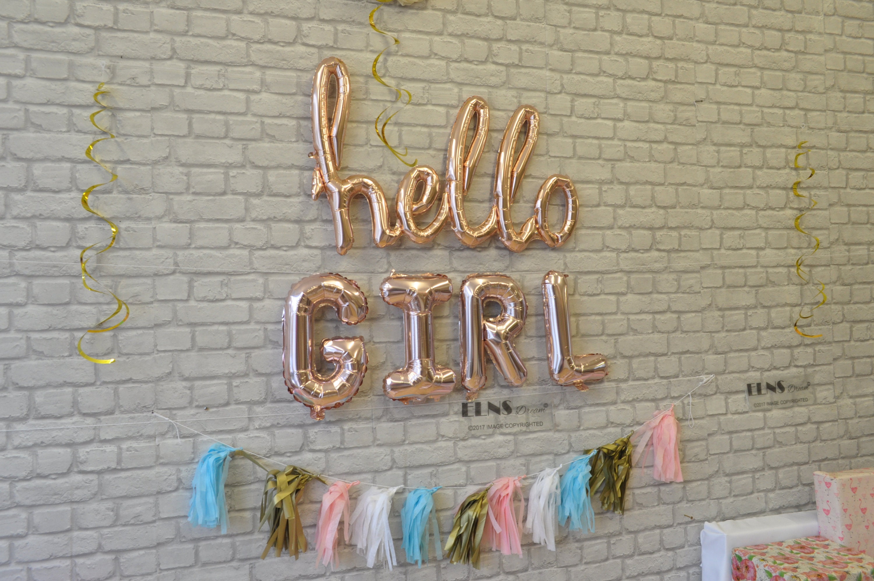 HELLO GIRL Its a Girl Banner 16 Rose Gold Script | Etsy
