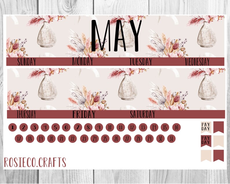 May Monthly Sticker Kit Erin Condren May Monthly Kit Floral Stickers ...