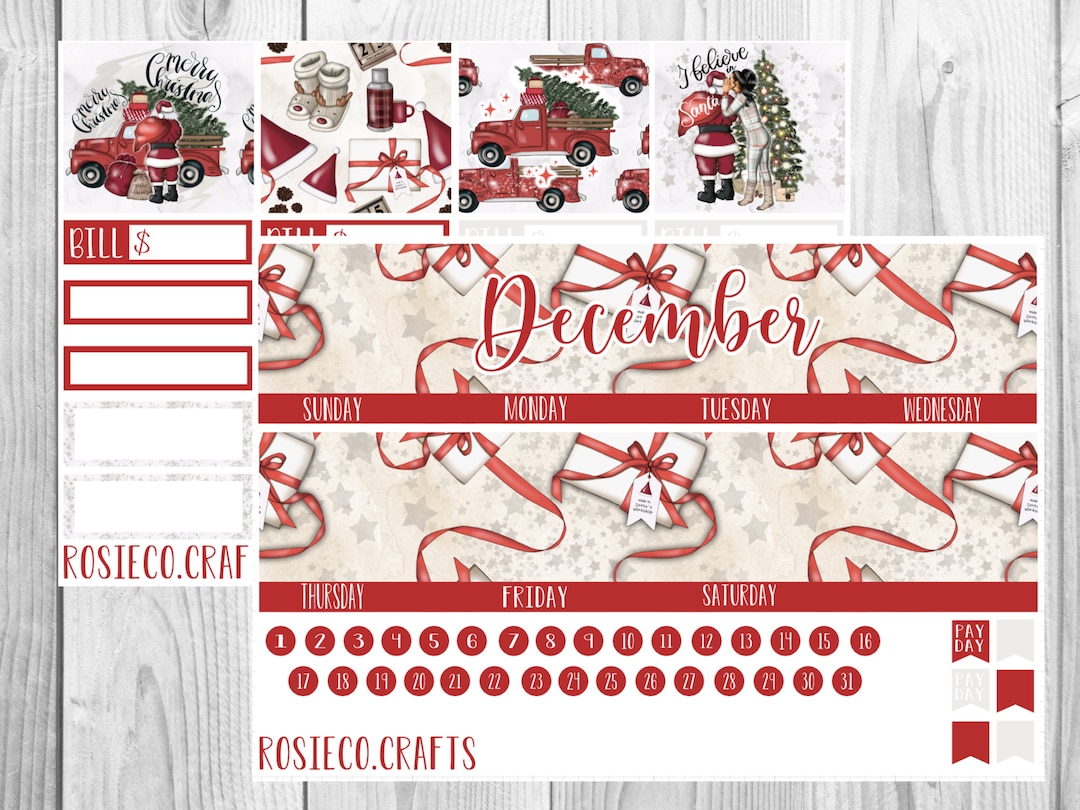 December Monthly Sticker Kit Erin Condren Planner Planner Stickers ...