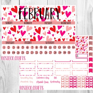 February Monthly Stickers Erin Condren A5 Valentine's Day Stickers ...