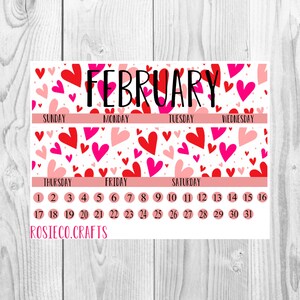 February Monthly Stickers Erin Condren A5 Valentine's Day Stickers ...