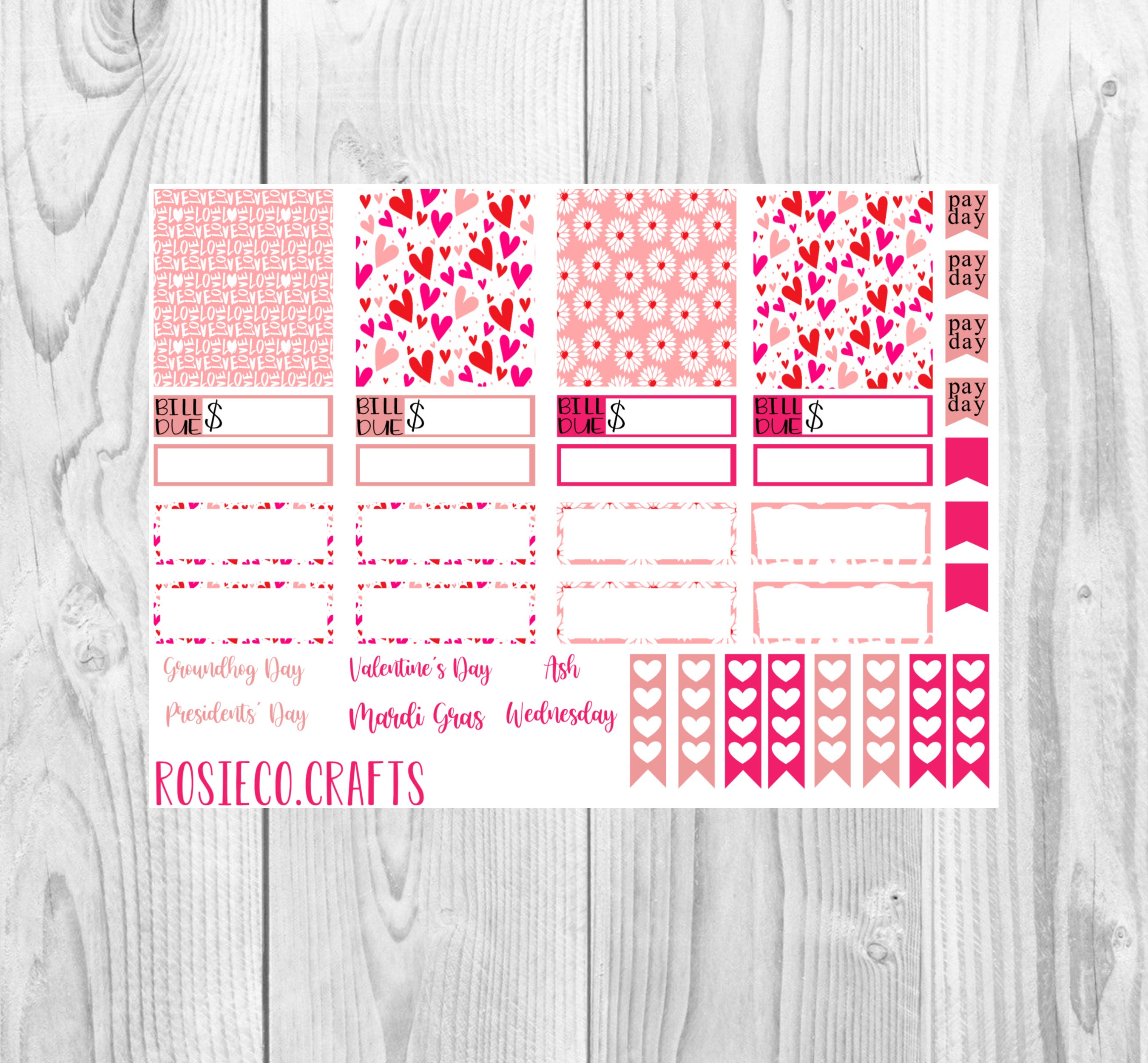 February Monthly Stickers Erin Condren A5 Valentine's - Etsy