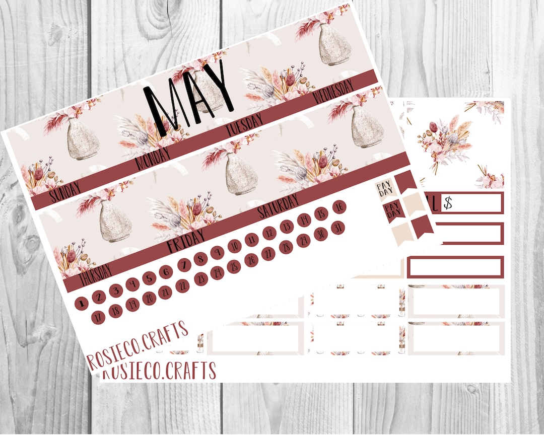 May Monthly Sticker Kit Erin Condren May Monthly Kit Floral Stickers ...