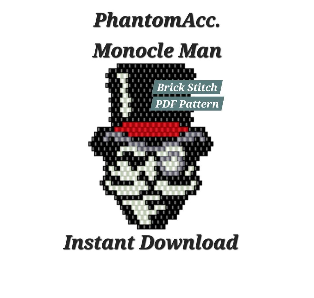 Monocle Man Bead Pattern, Brick Stitch Pattern, Bead Pattern, Mustache ...