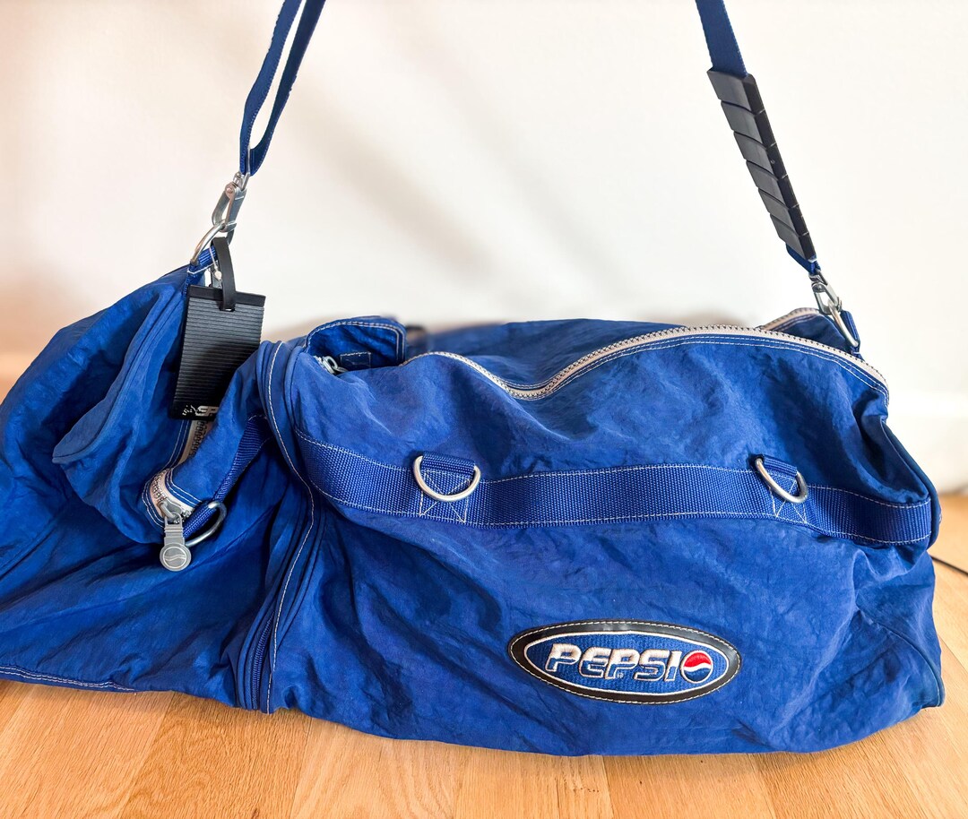 Vintage Pepsi Duffel Bag – Blue Nylon Travel Gym Bag, Embroidered Logo ...