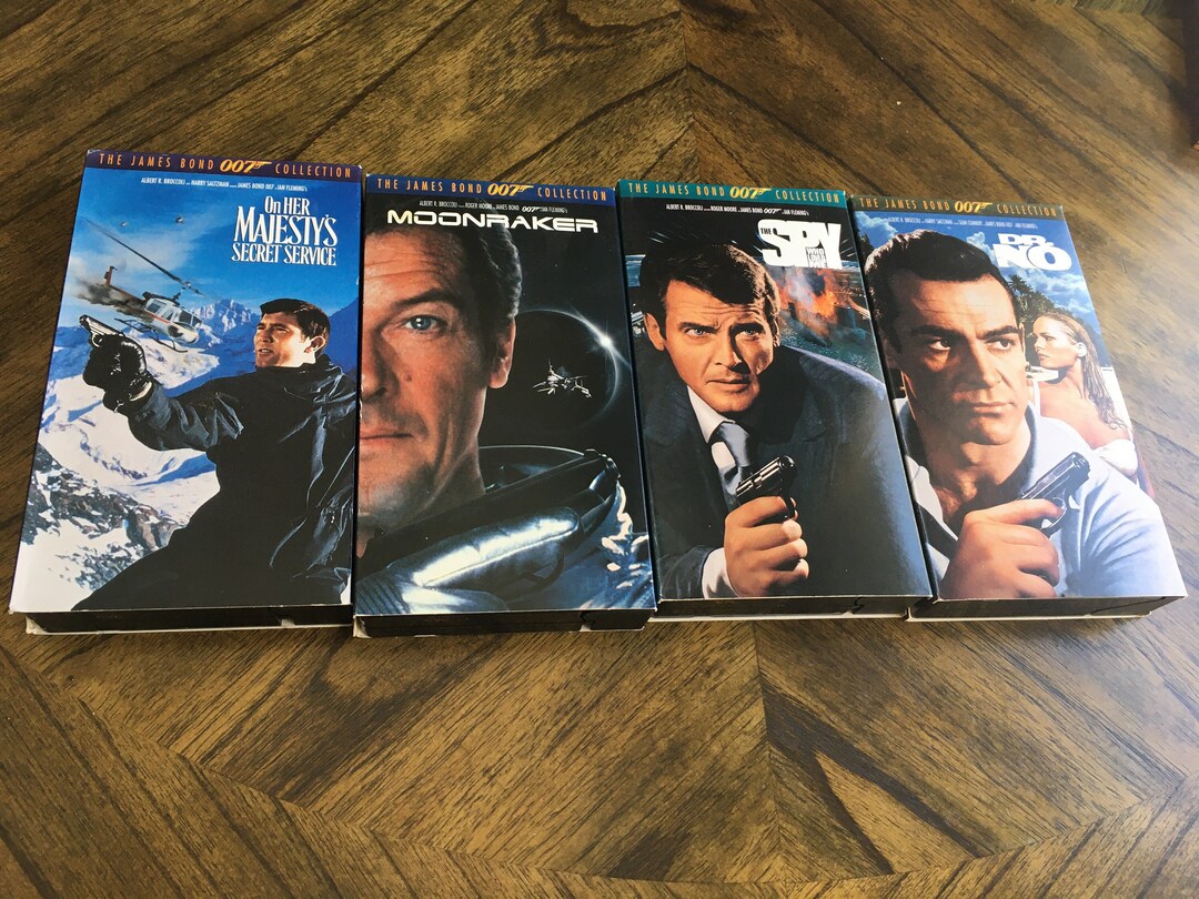 James Bond VHS Movies: the Spy Who Loved Me" Dr. No, Moonraker, on Her Majesty's Secret Service ...