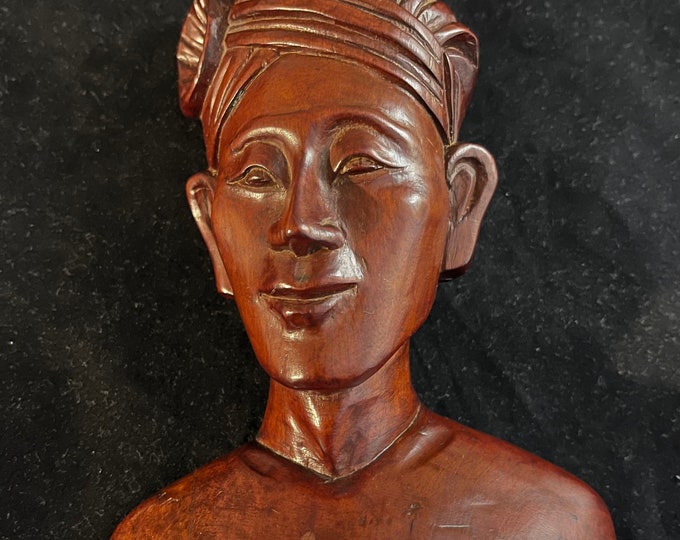 Bali Indonesian Man in Turban Head Bust Carved Wood Sculpture - Etsy