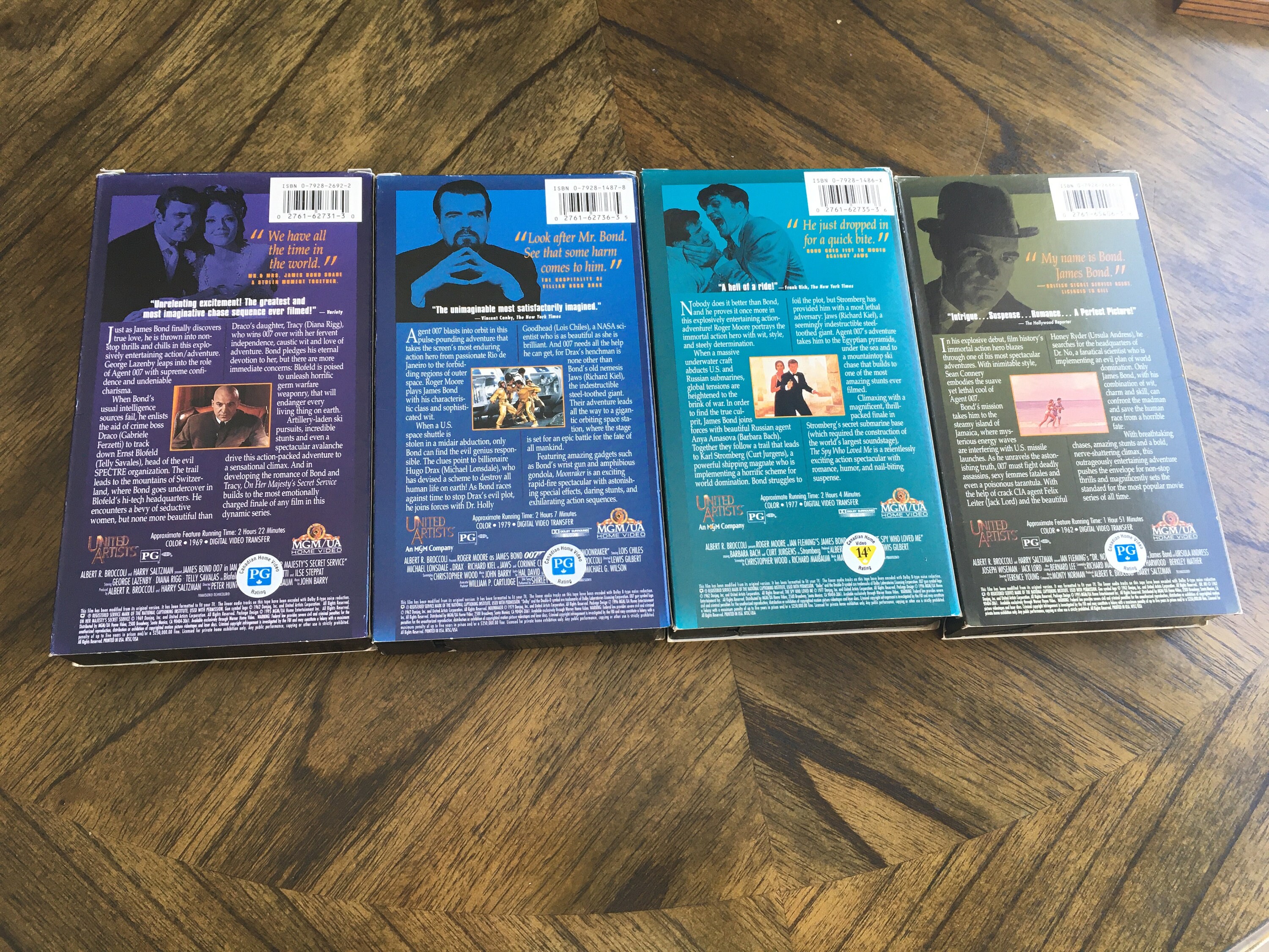 James Bond VHS Movies: the Spy Who Loved Me Dr. No, Moonraker, on Her Majesty's Secret Service ...