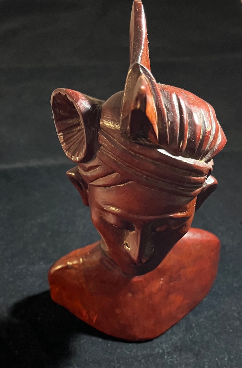 Bali Indonesian Man in Turban Head Bust Carved Wood Sculpture - Etsy