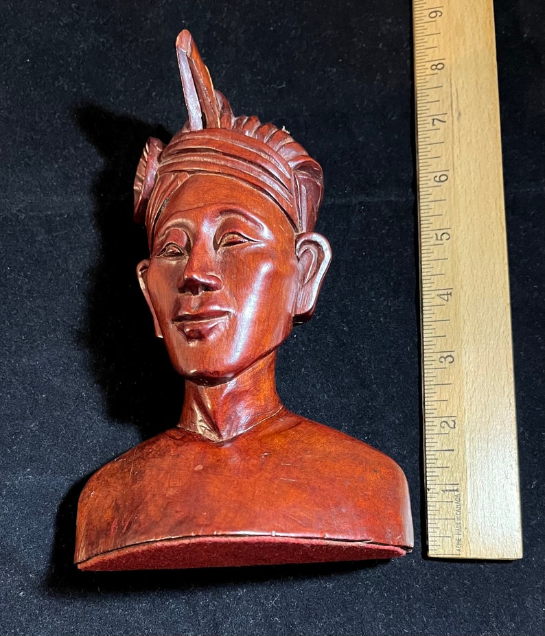 Bali Indonesian Man in Turban Head Bust Carved Wood Sculpture - Etsy