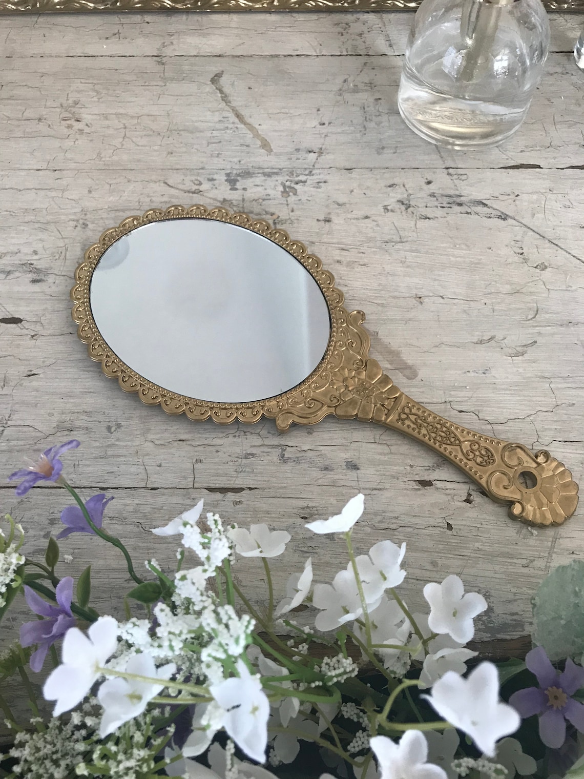 Vintage Style Hand Mirror Gold Mirror Fancy Plastic Mirror - Etsy