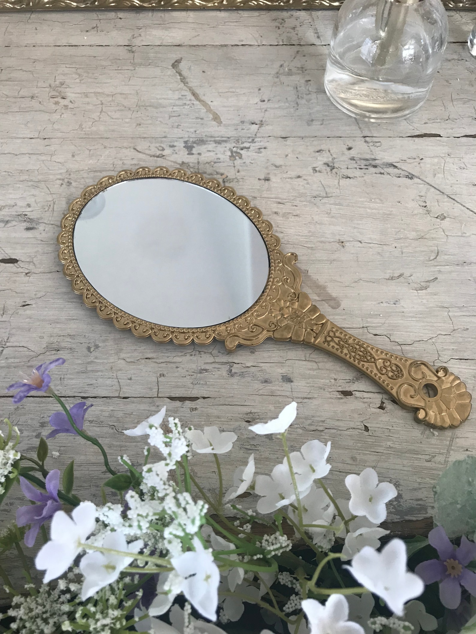 Vintage Style Hand Mirror Gold Mirror Fancy Plastic Mirror - Etsy