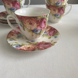 Vintage Grace Teaware Floral Teapot Set: Rose & Butterfly Tea Cups - Etsy