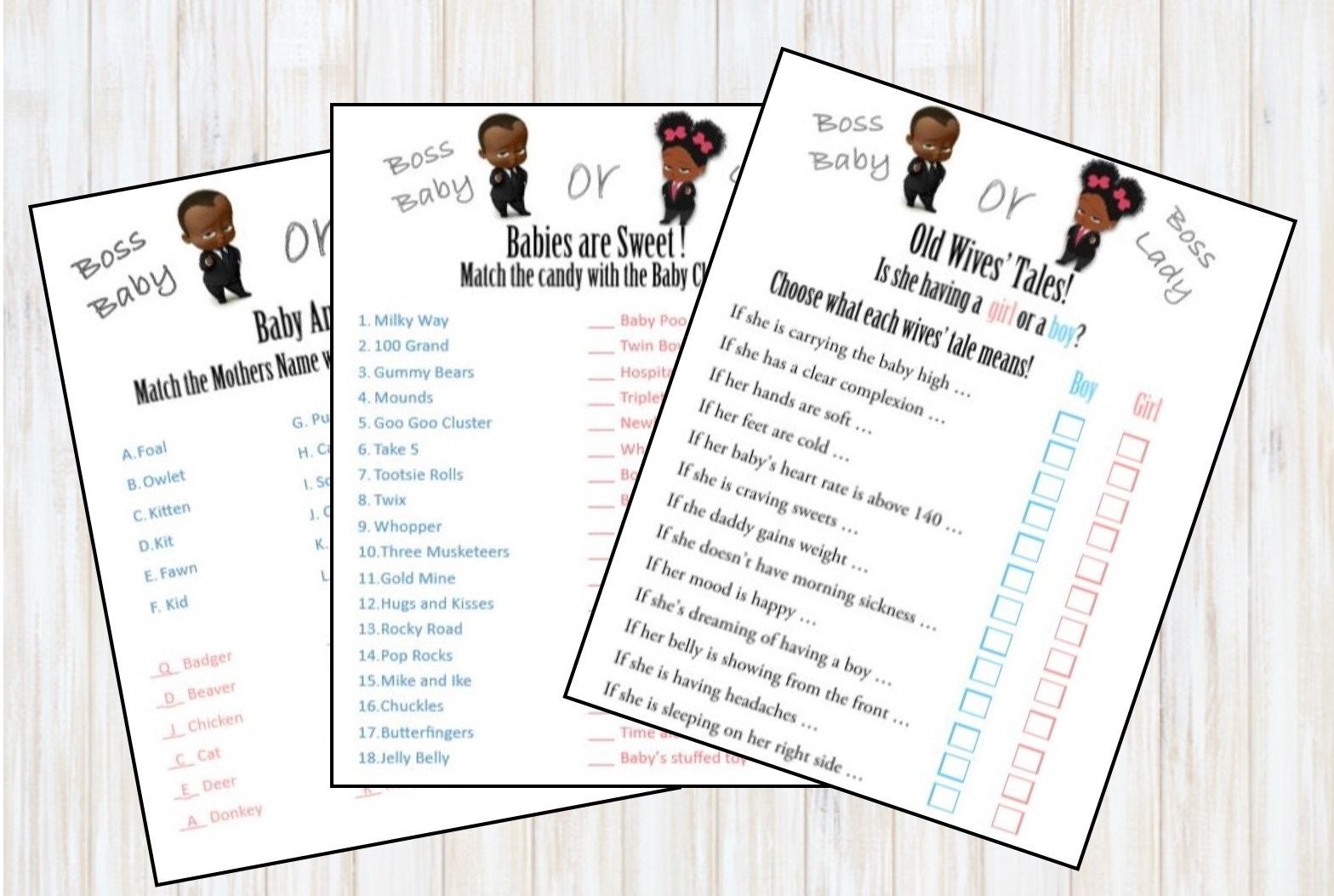 Gender Reveal Boss Baby or Boss Lady (you Print-7 ACTIVITIES!) - Etsy