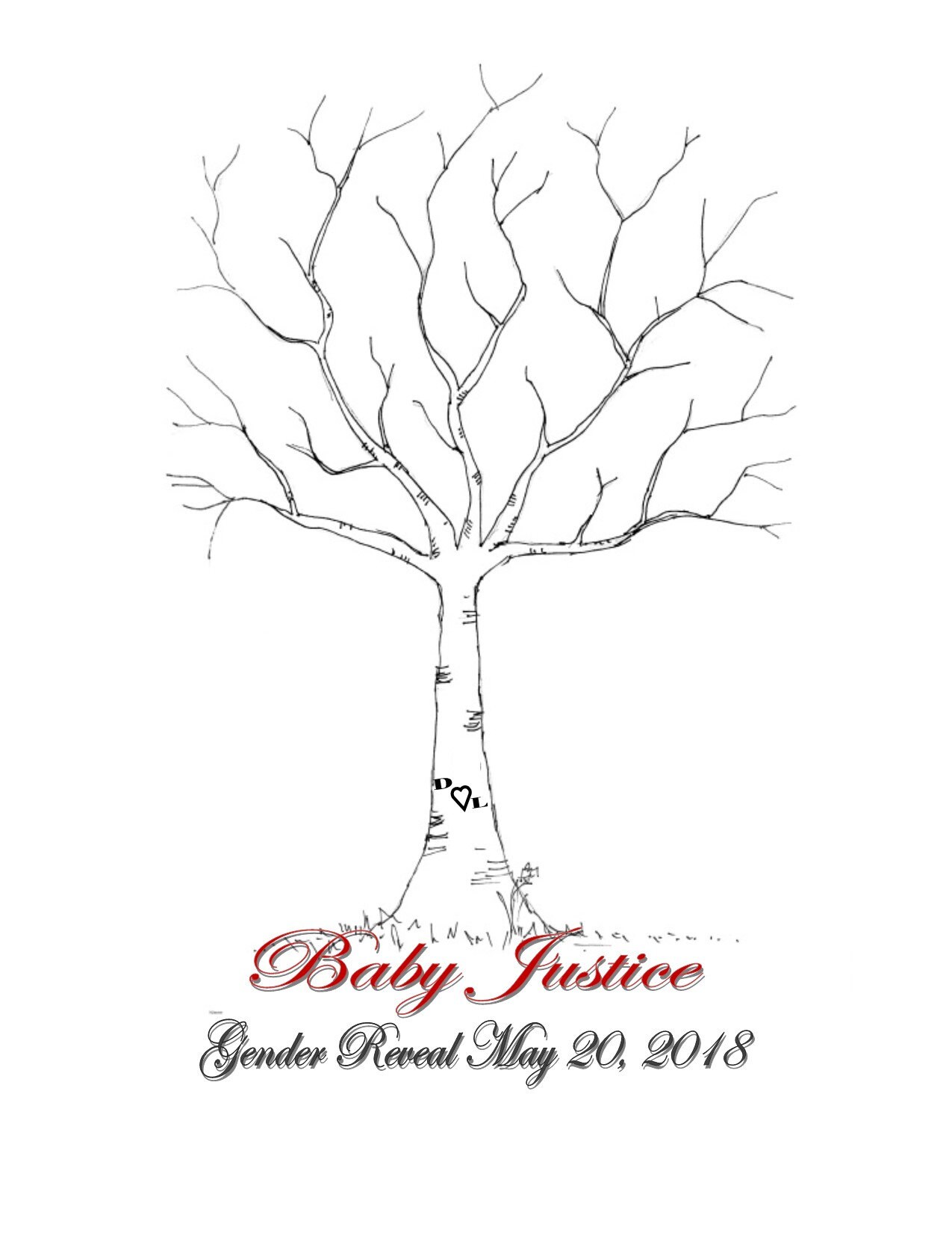 Gender Reveal Thumbprint Tree Personalized (you Print) - Etsy