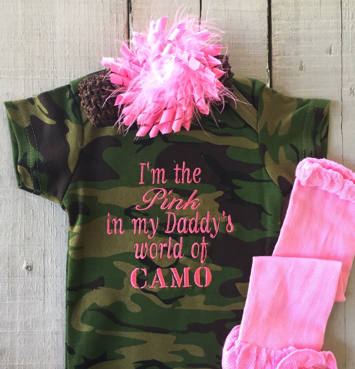 Camo Baby Baby Girl Outfit Embroidered Camouflage Bodysuit | Etsy
